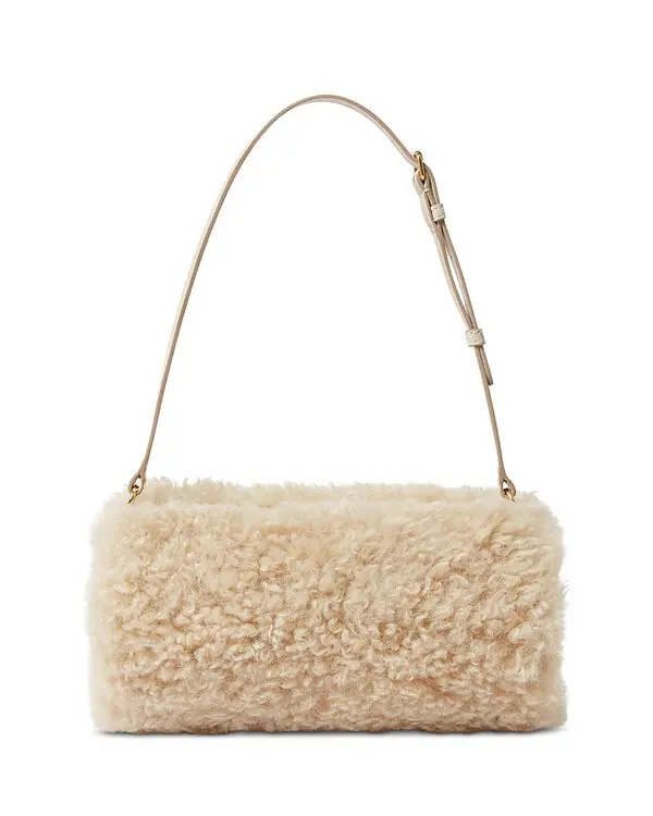 Stella McCartney Logo Faux Shearling Pouch Bracelet