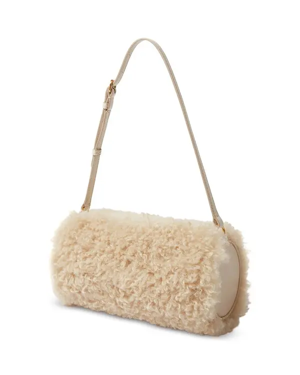 Stella McCartney Logo Faux Shearling Pouch Bracelet