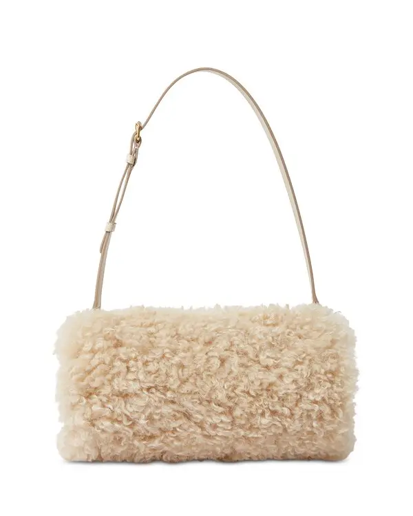 Stella McCartney Logo Faux Shearling Pouch Bracelet