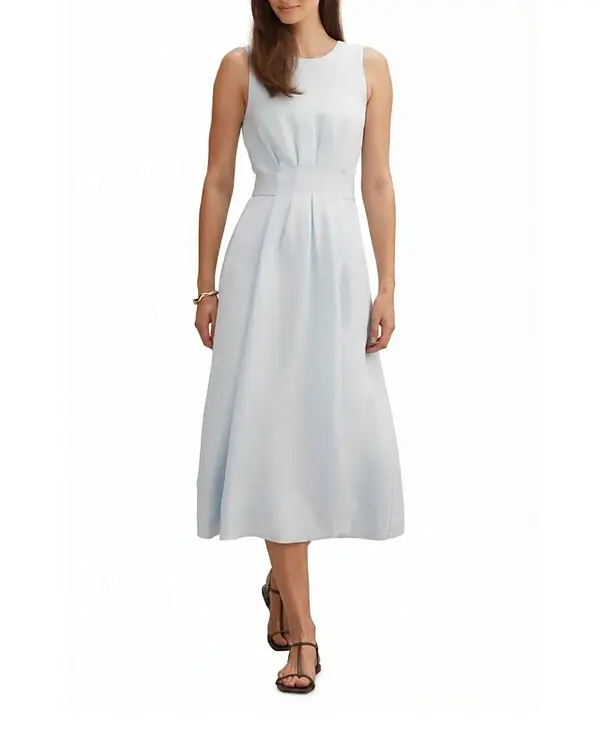 EVER NEW Rosie Linen Sleeveless Tuck Midi Dress - Cooling Spray