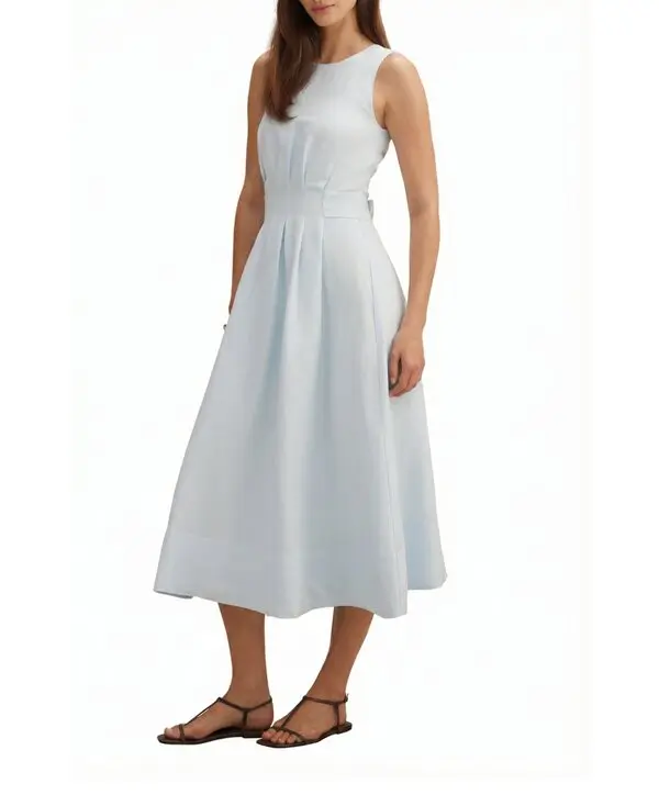 EVER NEW Rosie Linen Sleeveless Tuck Midi Dress