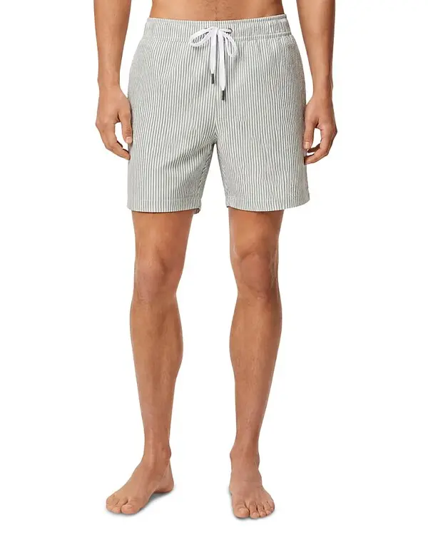 Onia Seersucker Striped Swim Trunks - Ivy
