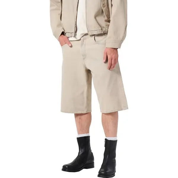 AGOLDE Fusion Slouchy Denim Skater Shorts - Burnished Khaki Md Khaki Wsh