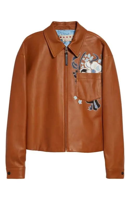 Marni Flower Intarsia Leather Overshirt