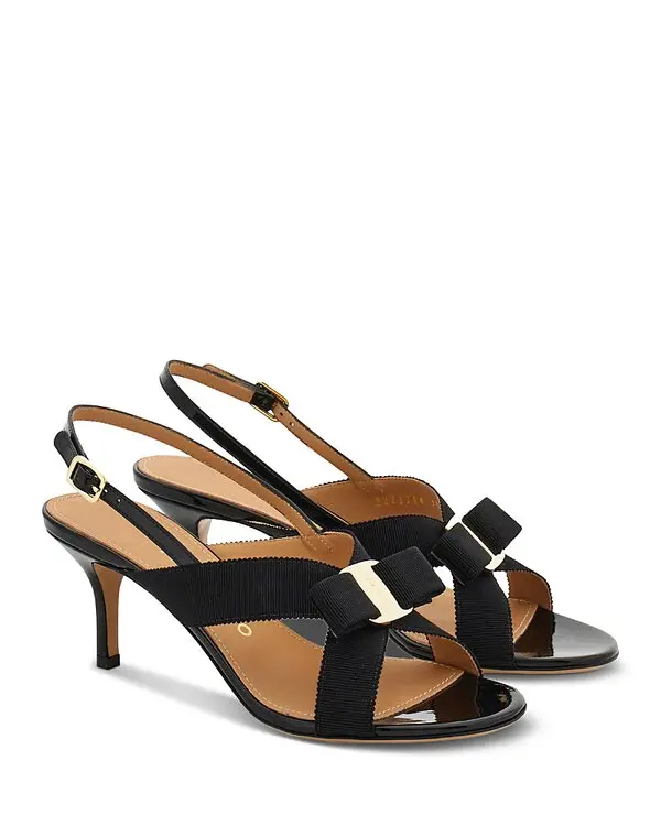 FERRAGAMO Rima 60 Slingback Sandals - Nero