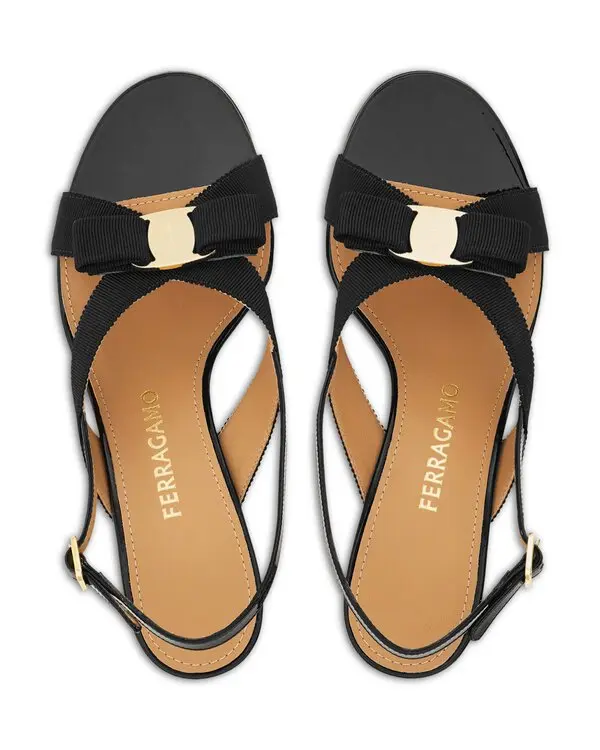 FERRAGAMO Rima 60 Slingback Sandals - Nero