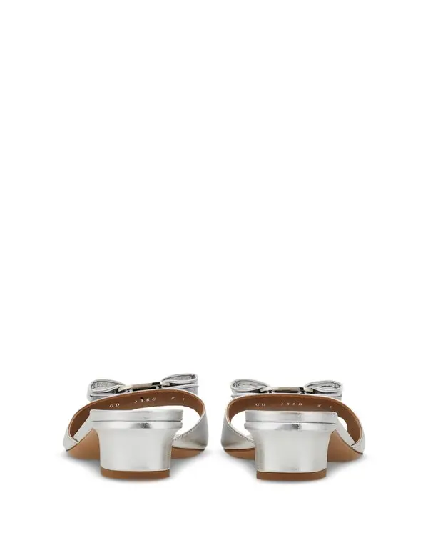 FERRAGAMO Leather Bow Detail Slide Sandals