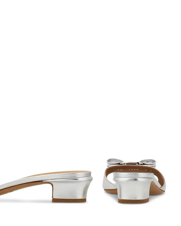 FERRAGAMO Leather Bow Detail Slide Sandals