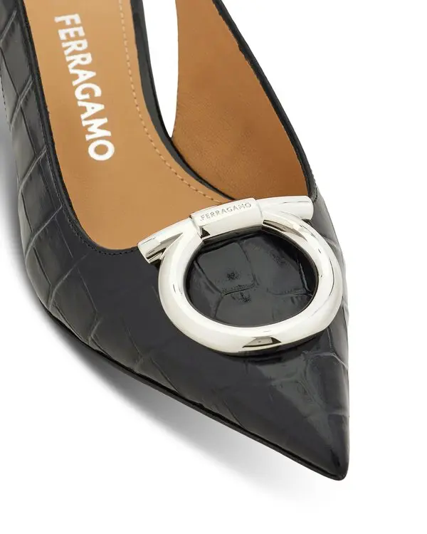 FERRAGAMO Sara 40 Pointed Slingback Pumps - Nero
