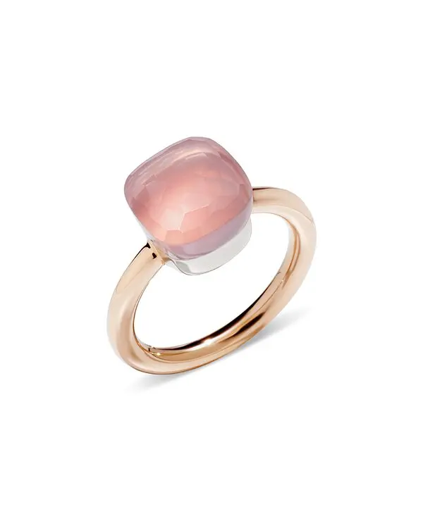 Pomellato 18k White & Rose Nudo Solitaire Ring - Gold