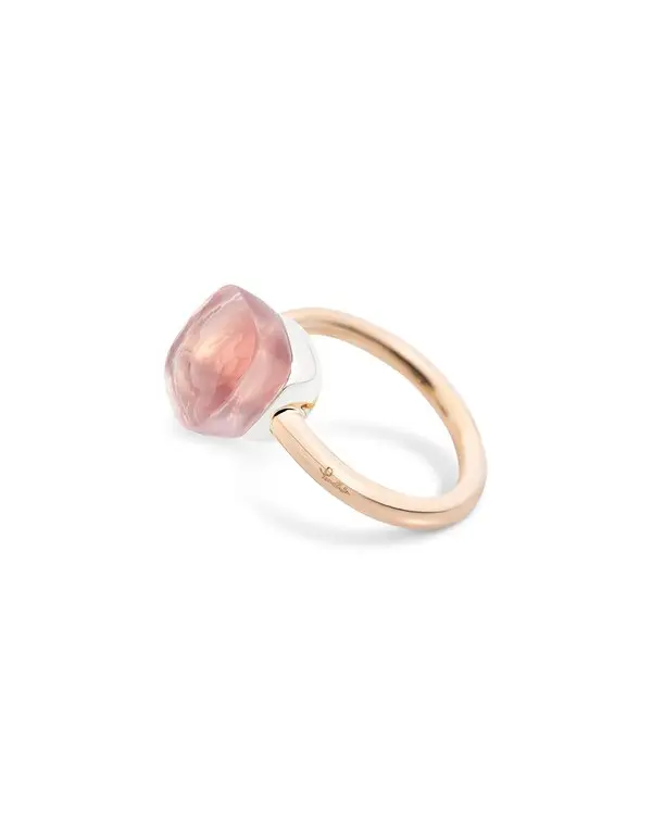 Pomellato 18k White & Rose Nudo Solitaire Ring - Gold