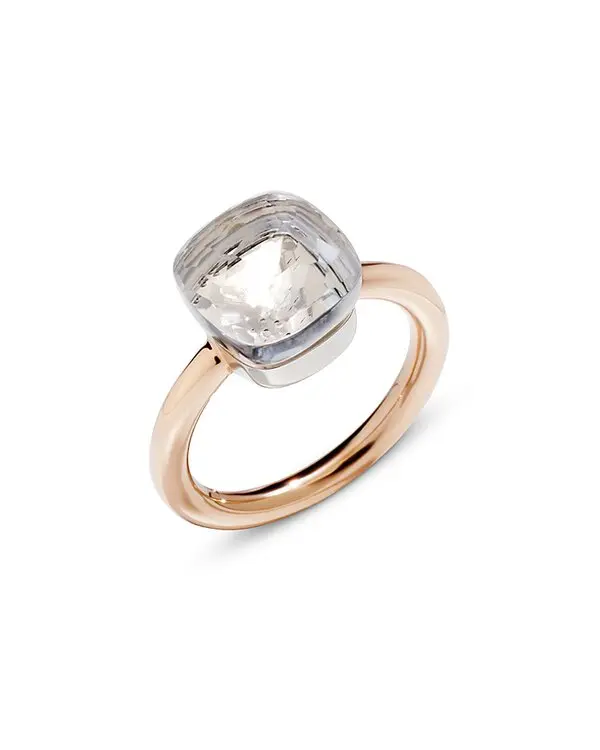 Pomellato 18k White & Rose White Topaz Solitaire Ring - Gold