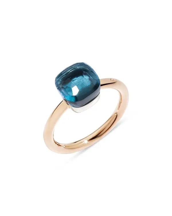 Pomellato 18k White & Rose London Blue Topaz Solitaire Ring - Gold
