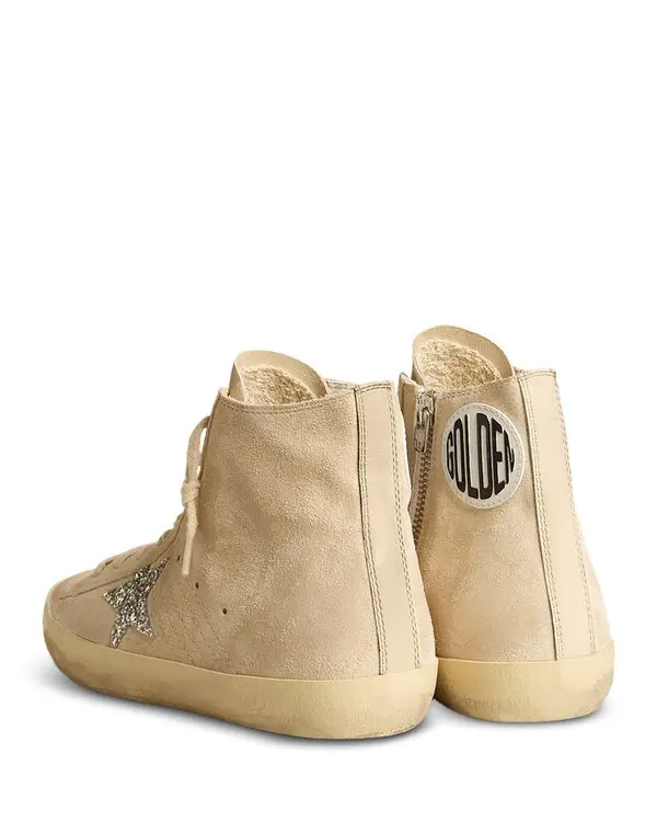 GOLDEN GOOSE Francy High Top Sneakers - Seed Pearl/silver