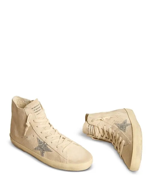 GOLDEN GOOSE Francy High Top Sneakers - Seed Pearl/silver
