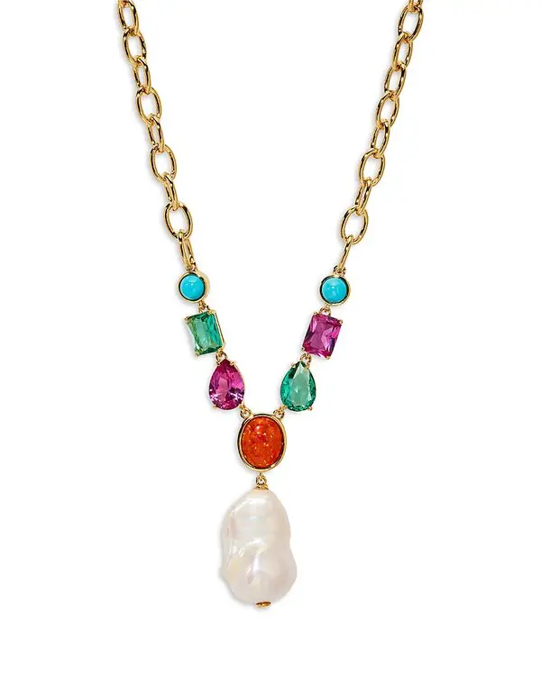 Nadri Frieda Multi Stone Pendant Necklace - Gold