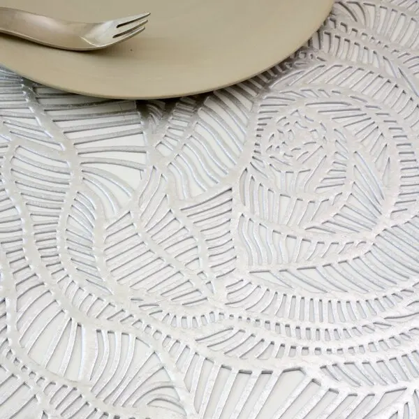 CHILEWICH Pressed Rose Placemat - Silver