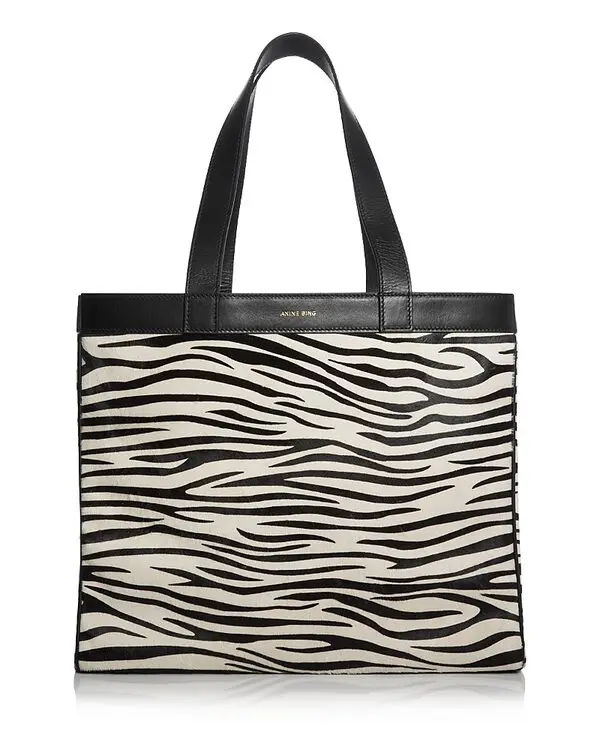 ANINE BING Zebra Leather Tote Bag - Print