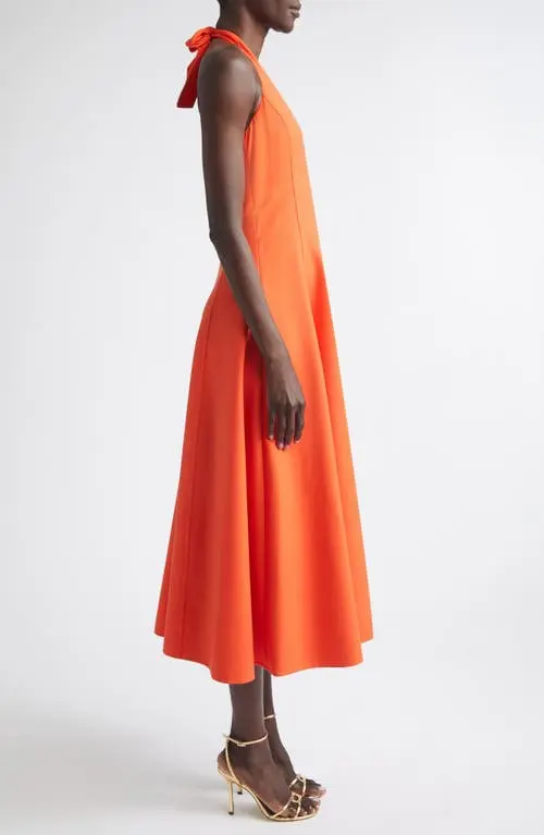 Oscar De La Renta Halter Neck Stretch Wool Fit & Flare Dress