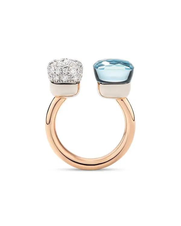 Pomellato 18k White & Rose Topaz & Diamond Cluster Cuff Ring