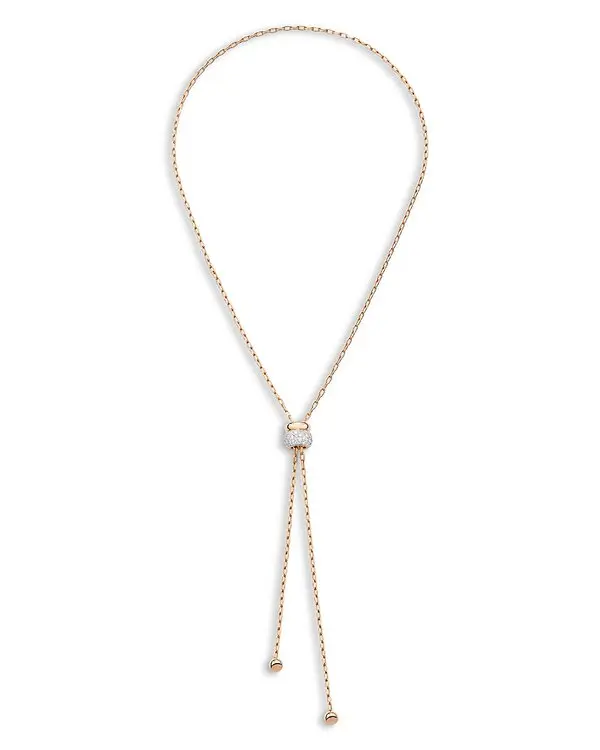 Pomellato 18k Rose Iconica Diamond Pave Lariat Necklace - Gold