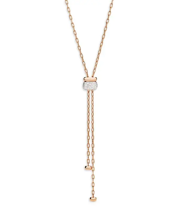 Pomellato 18k Rose Iconica Diamond Pave Lariat Necklace - Gold