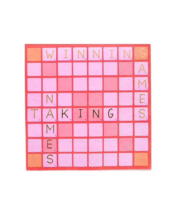 JOLLITY & CO Game Night Large Paper Napkins, Set Of 16 - Pink