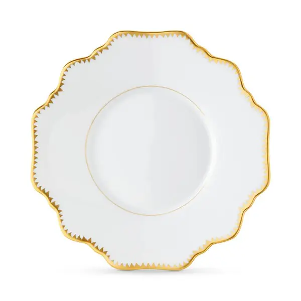 ANNA WEATHERLEY Antique Saucer With Houndstooth Edge - Gold