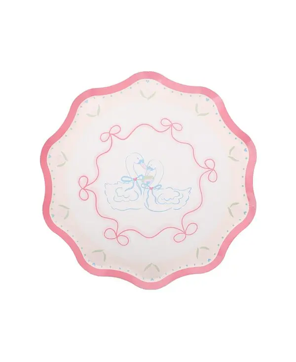 JOLLITY & CO Love Birds Small Paper Plates, Set Of 8 - Swan Small Paper Plates