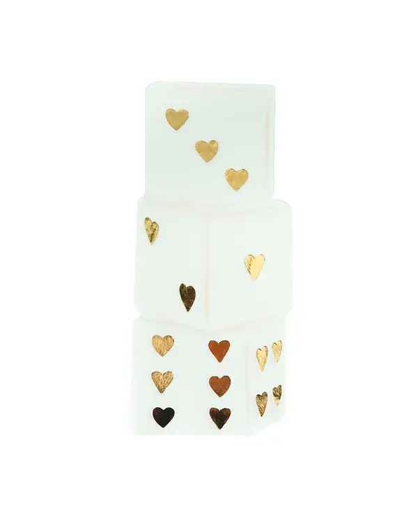 JOLLITY & CO Love Dice Paper Guest Napkins, Set Of 16 - White And Gold