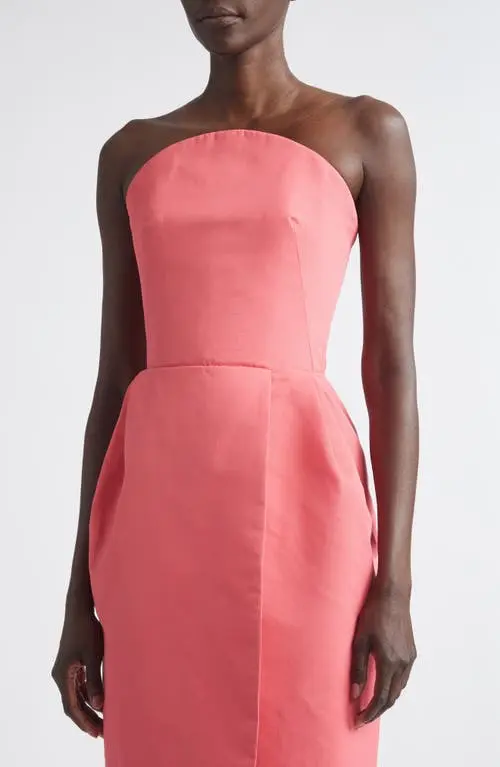 Oscar De La Renta Strapless Faille Gown - Guava