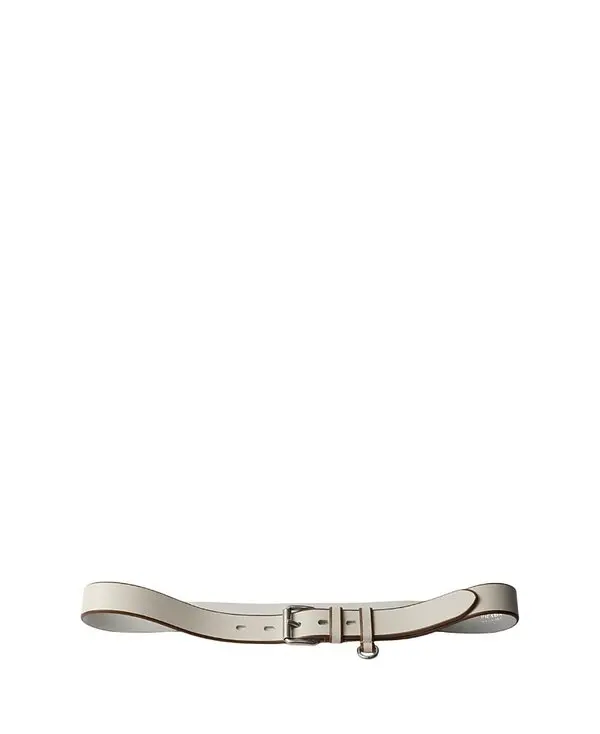Prada Leather Belt With Metal Buckle - Neutral