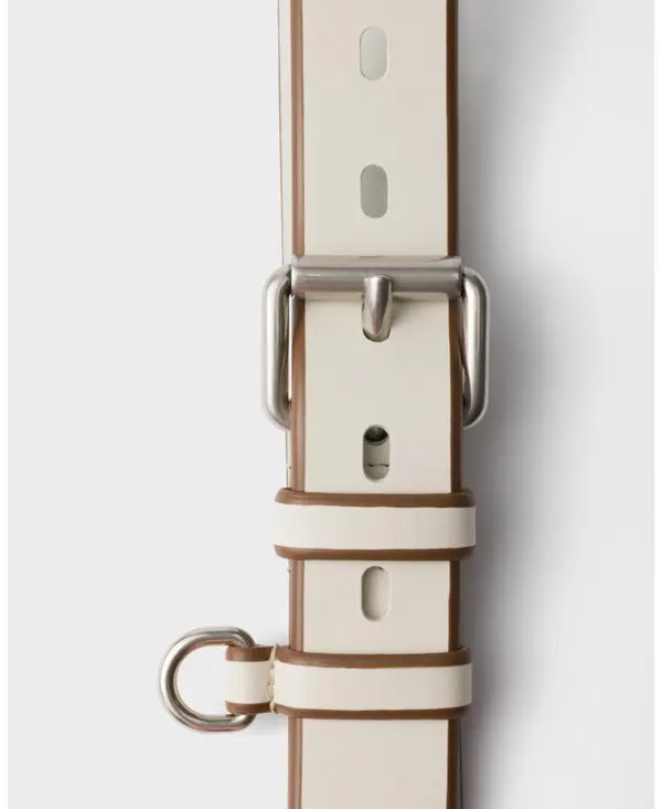 Prada Leather Belt With Metal Buckle - Neutral