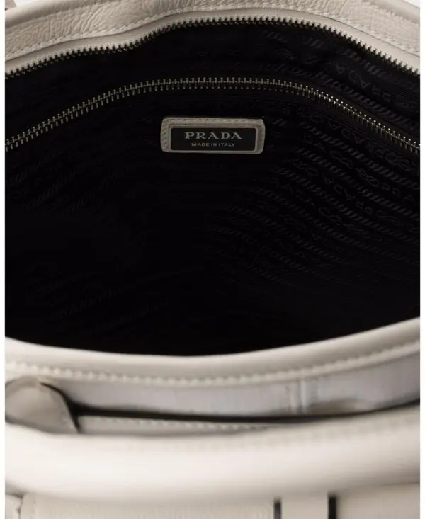 Prada Bonnie Denim And Leather Tote Bag - White