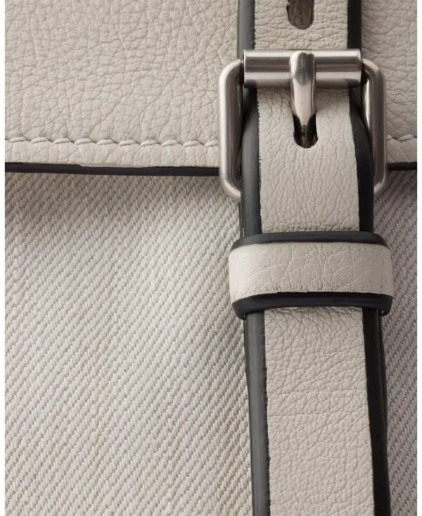 Prada Bonnie Denim And Leather Tote Bag - White