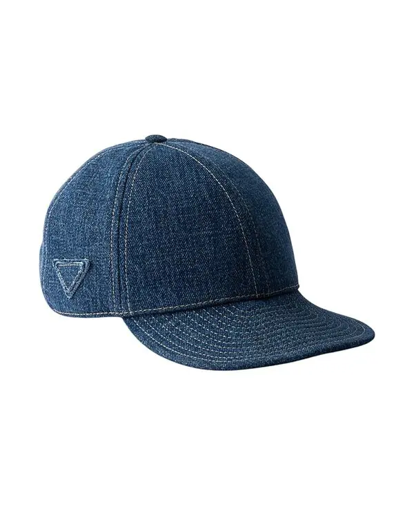Prada Denim Baseball Cap With Triangle Logo Detail - Blue