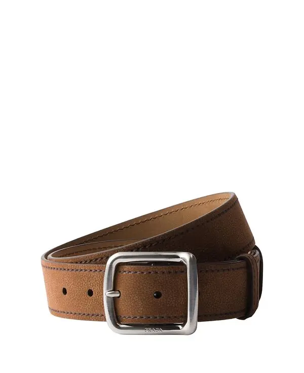 Prada Leather Belt With Metal Buckle - Brown