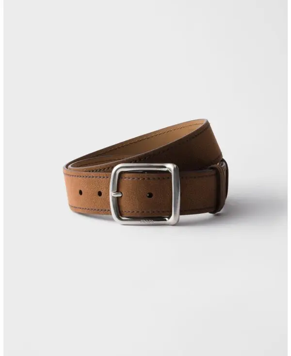 Prada Nubuck Leather Belt - Brown