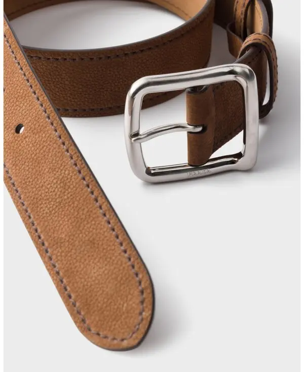 Prada Nubuck Leather Belt - Brown