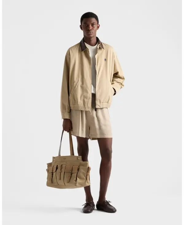 Prada Canvas And Leather Tote Bag