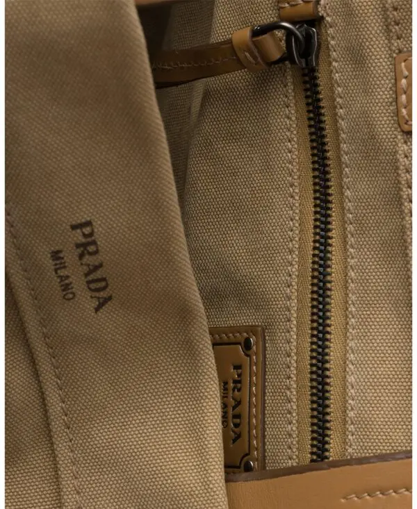 Prada Canvas And Leather Tote Bag