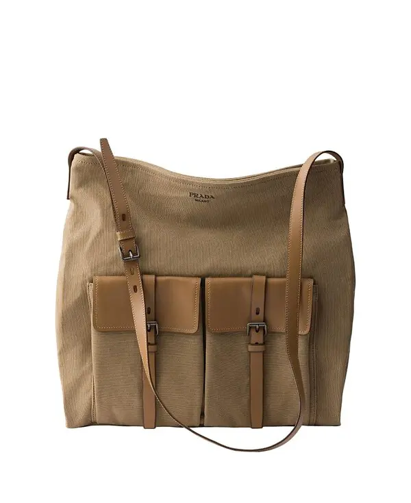 Prada Canvas And Leather Shoulder Bag - Neutral