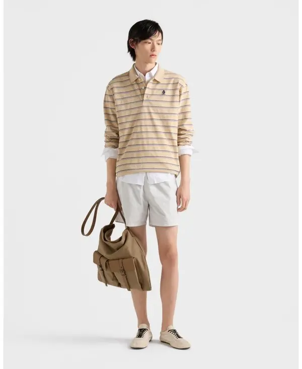 Prada Canvas And Leather Shoulder Bag - Neutral