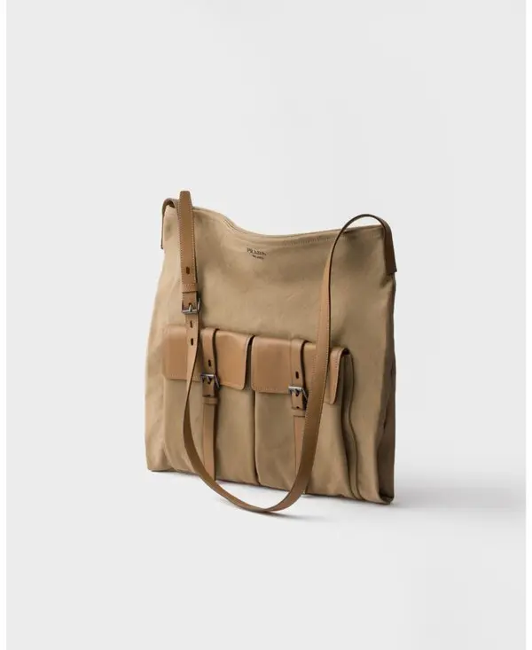 Prada Canvas And Leather Shoulder Bag - Neutral