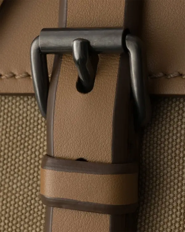 Prada Route Canvas And Leather Shoulder Bag - Neutral