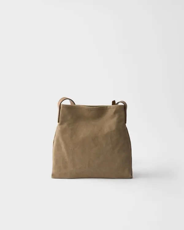 Prada Route Canvas And Leather Shoulder Bag - Neutral