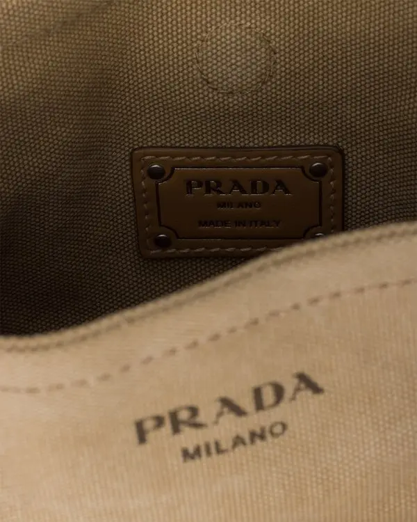 Prada Route Canvas And Leather Shoulder Bag - Neutral