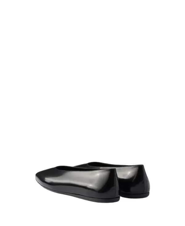 Prada Brushed Leather Ballerinas - Black