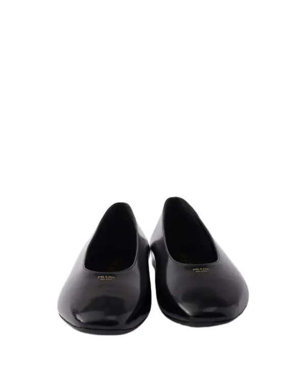 Prada Brushed Leather Ballerinas - Black