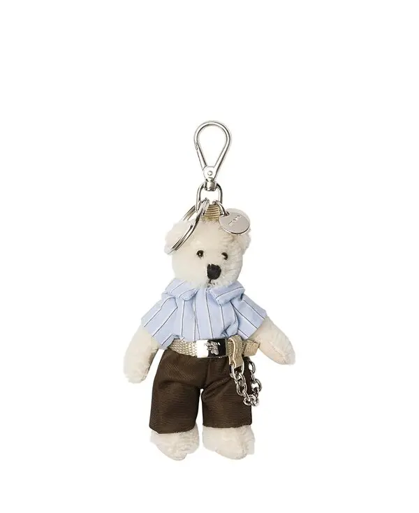 Prada Teddy Keychain Charm - Open White
